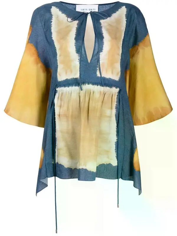Alberta Ferretti Cotton Tunic With Draped Sleeves