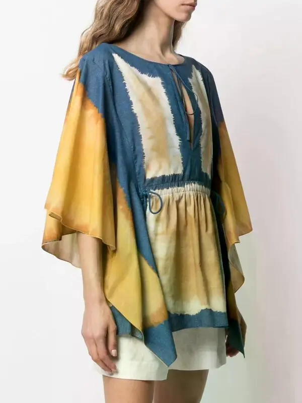 Alberta Ferretti Cotton Tunic With Draped Sleeves