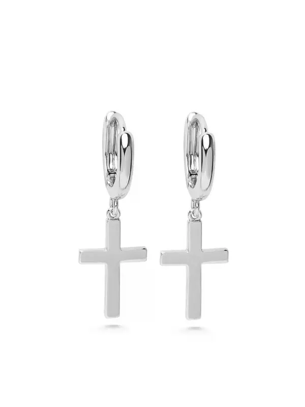 NIALAYA JEWELRY Small Cross Hoop Earrings - Silver