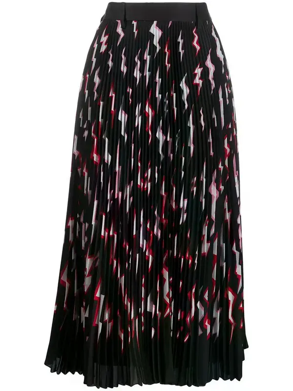 Prada Pleated Lightning Bolt Skirt