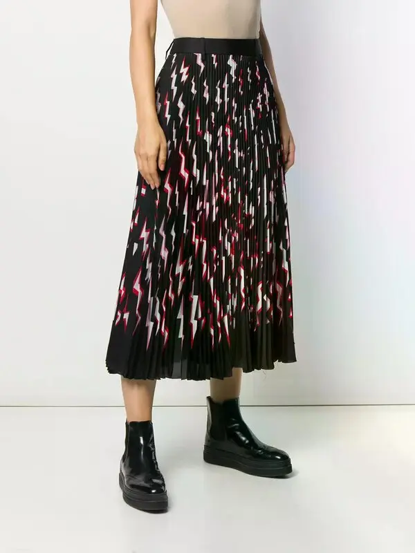 Prada Pleated Lightning Bolt Skirt