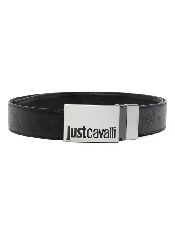 Just Cavalli Logo-debossed Reversible Leather Belt - Black