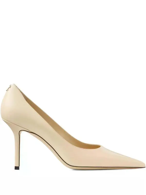 JIMMY CHOO Love 85mm Leather Pumps With Gold Tone Emblem