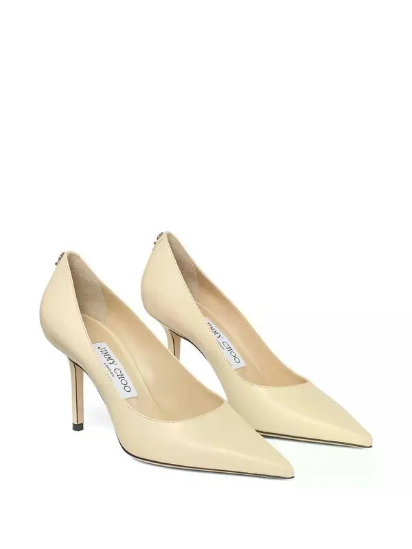 JIMMY CHOO Love 85mm Leather Pumps With Gold Tone Emblem