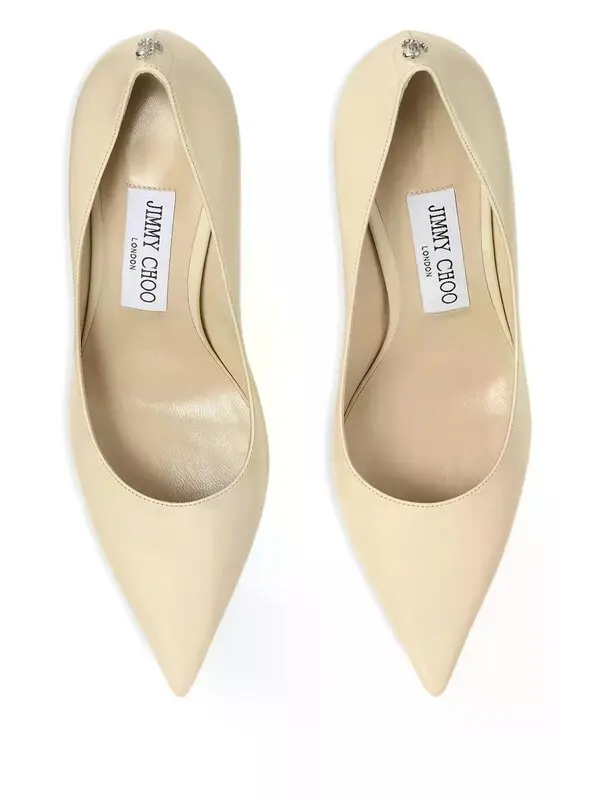 JIMMY CHOO Love 85mm Leather Pumps With Gold Tone Emblem