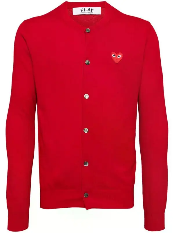Play Comme Des Garcon Wool Cardigan With Logo Patch