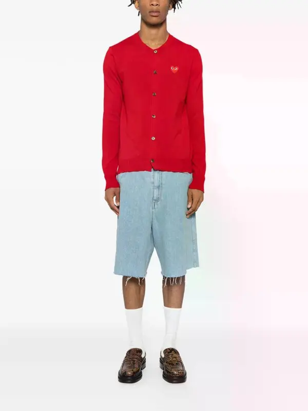 Play Comme Des Garcon Wool Cardigan With Logo Patch