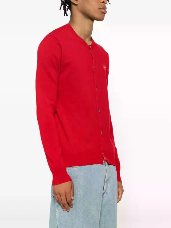 Play Comme Des Garcon Wool Cardigan With Logo Patch
