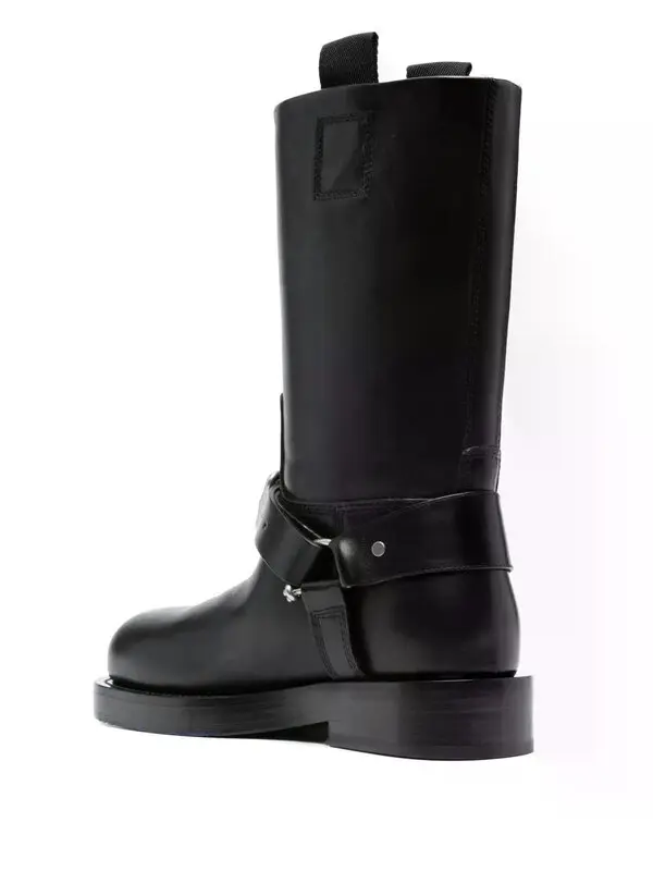 Burberry Buckled-strap Leather Boots