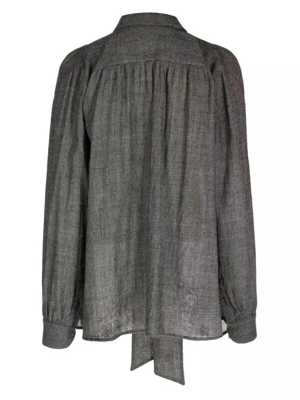FORME D'EXPRESSION Plaid Pussy-bow Blouse
