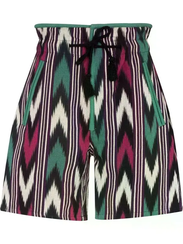 MARANT ETOILE Zigzag-print High-waisted Shorts - Neutrals