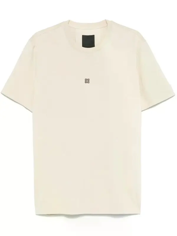 Givenchy 4g-embroidery Cotton T-shirt - Neutrals