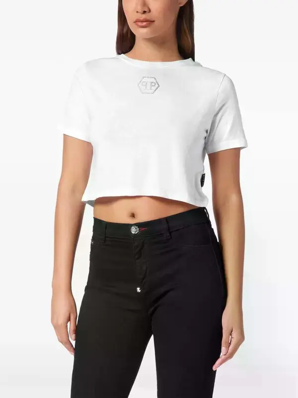 Philipp Plein Crystal Hexagon Cropped T-shirt