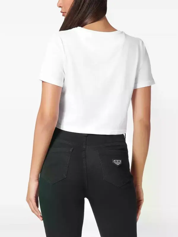 Philipp Plein Crystal Hexagon Cropped T-shirt
