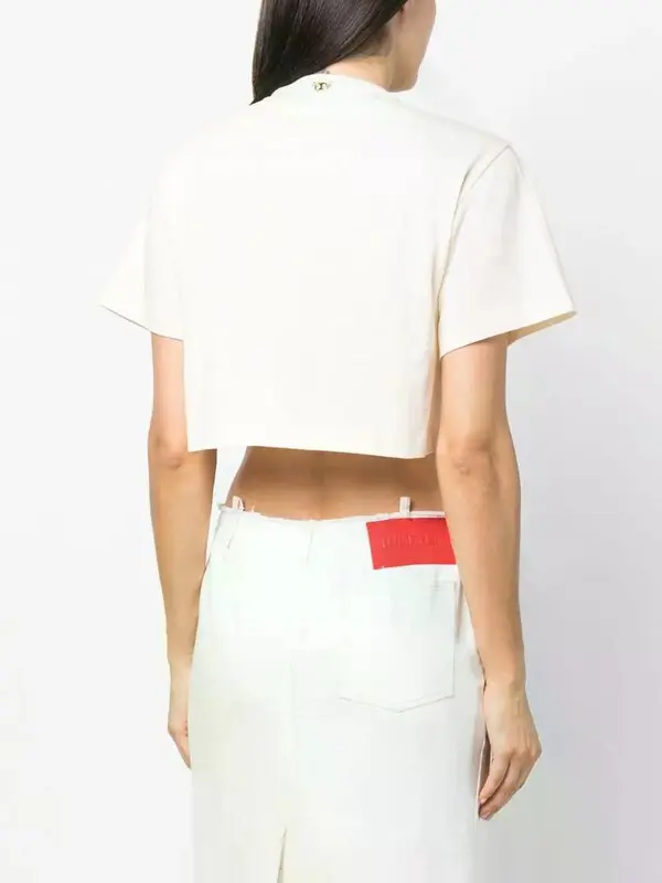 Rabanne Chainmail-panel Cropped T-shirt - Gold