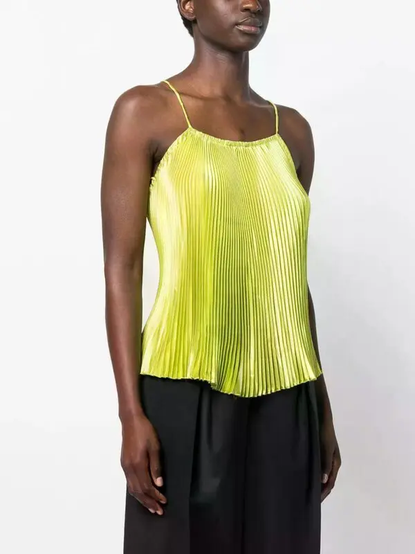 L'IDEE Pleated Sleeveless Blouse With Lace-up Back