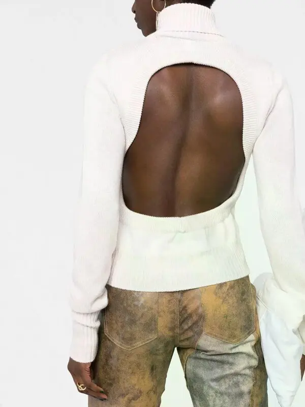 MAISON MARGIELA Open-back Roll-neck Top - Neutrals