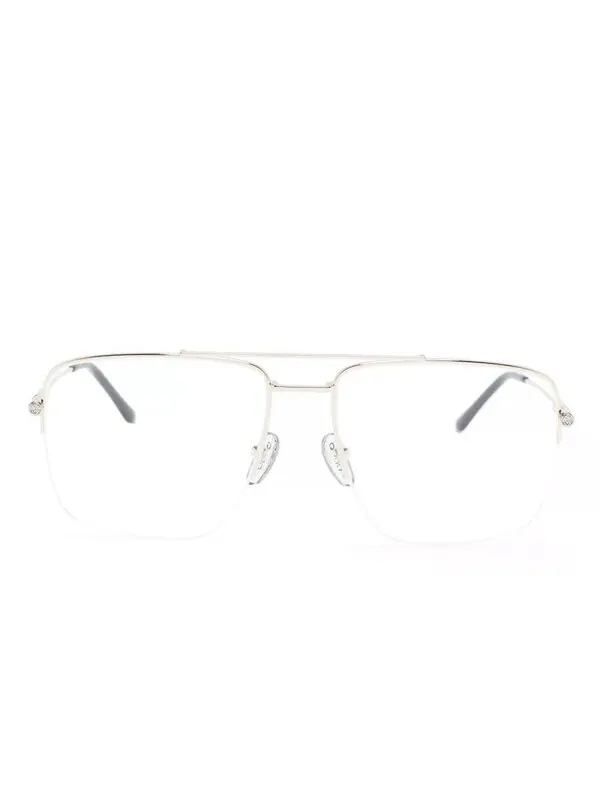 Gucci Logo-engraved Square-frame Glasses - Silver