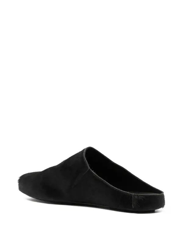 UMA WANG Leather Ballet Slippers With Faux-fur Detail - Black