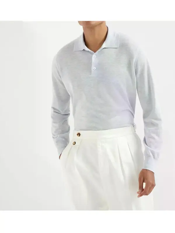 Brunello Cucinelli Knitted Polo Shirt - Grey