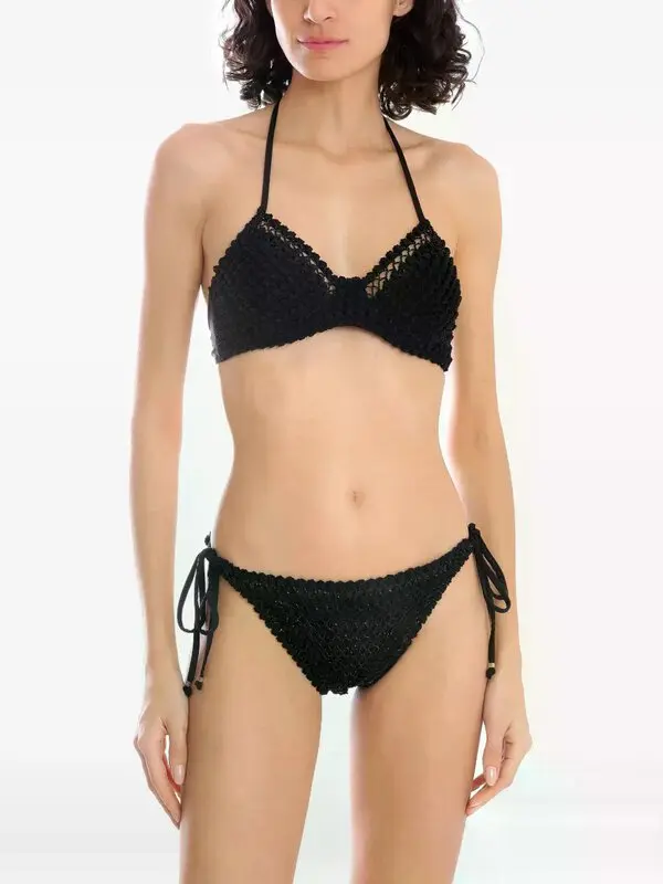 AMIR SLAMA Crochet Knit Bikini Set - Black