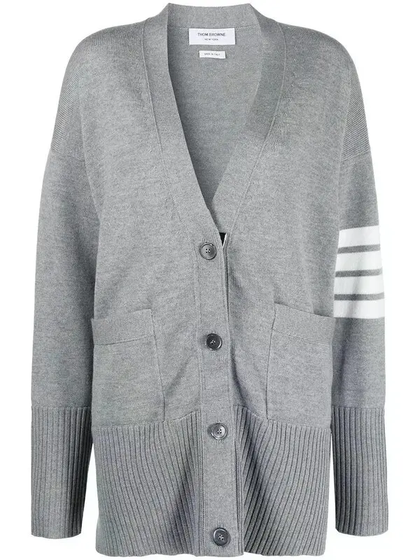 Thom Browne Oversized 4-bar Stripe Cardigan - Grey