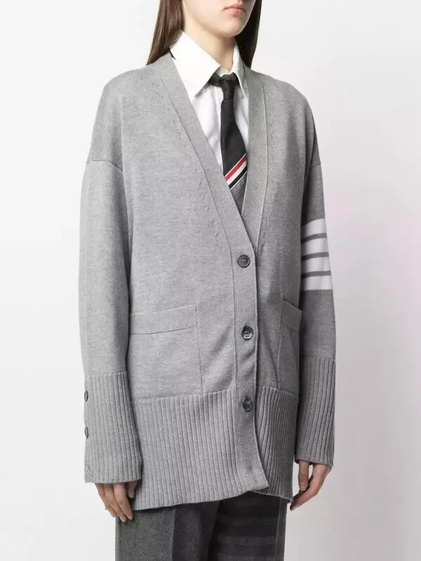 Thom Browne Oversized 4-bar Stripe Cardigan - Grey