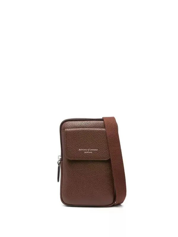 ASPINAL OF LONDON Reporter Leather Crossbody Phone Bag - Brown