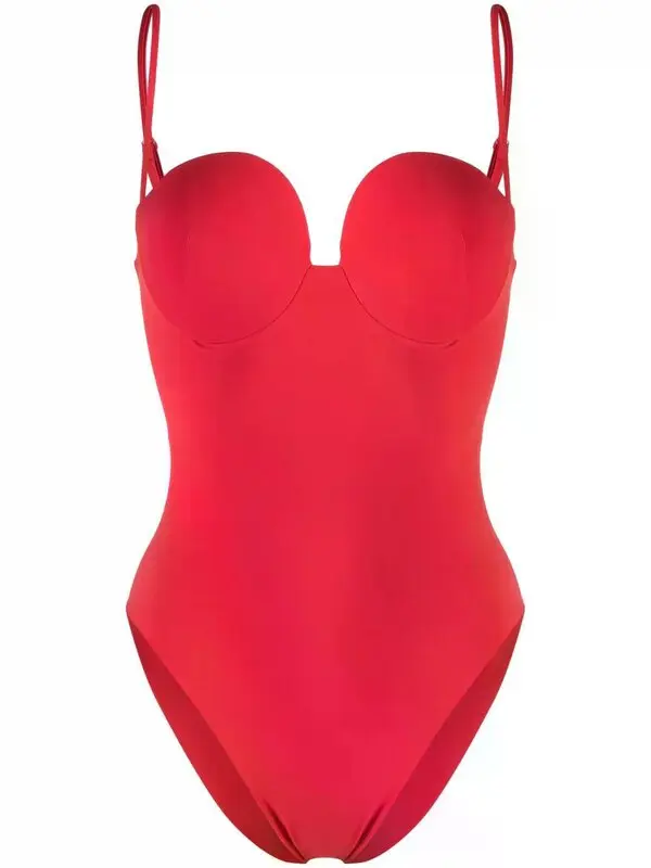 Magda Butrym Retro Bustier Swimsuit - Red