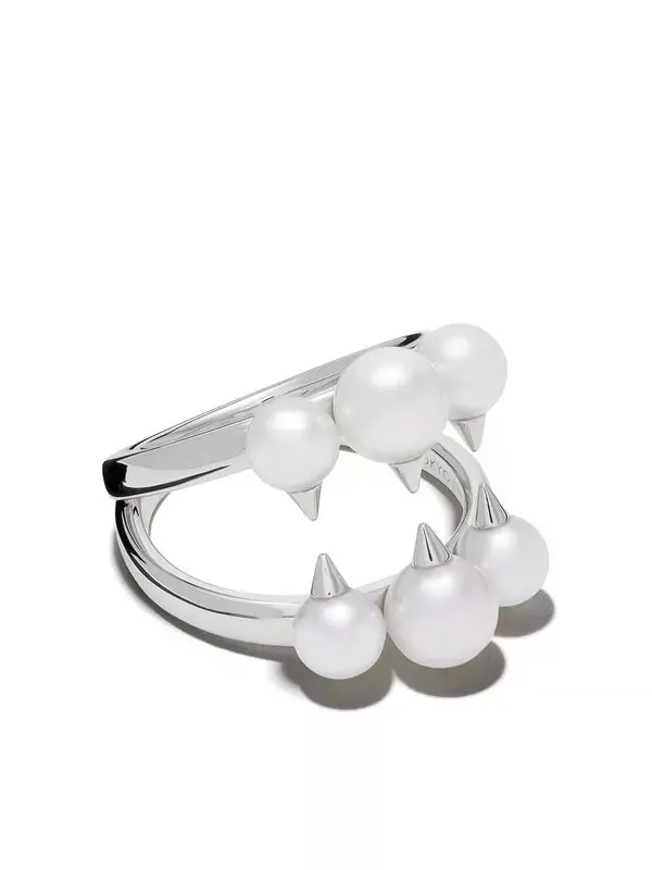 TASAKI 18kt White Gold Danger Signature Ring - Silver