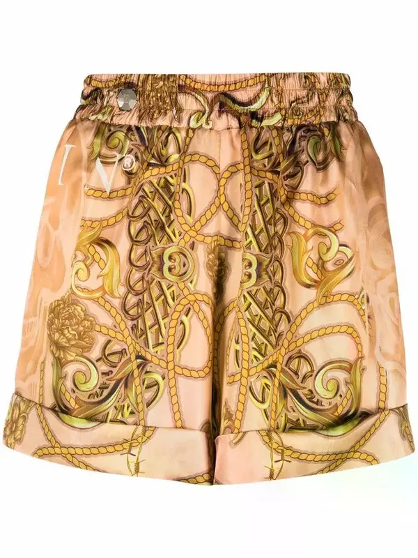 Philipp Plein Baroque Print Silk Blend Shorts