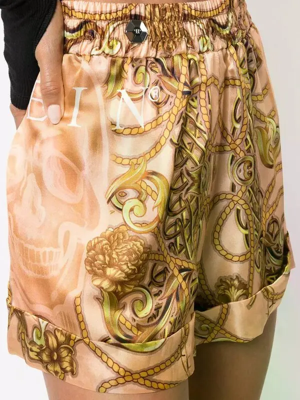 Philipp Plein Baroque Print Silk Blend Shorts