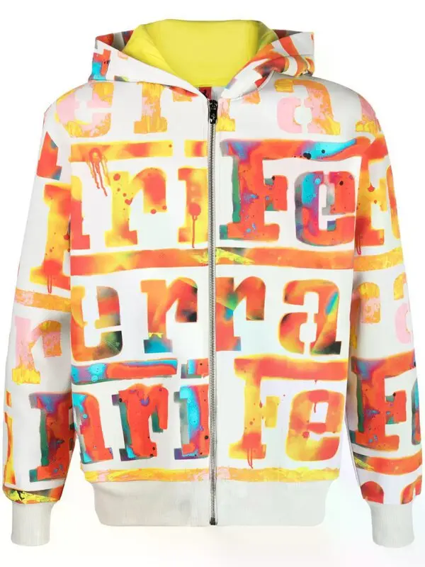 FERRARI Logo-print Zip-up Hoodie - Grey