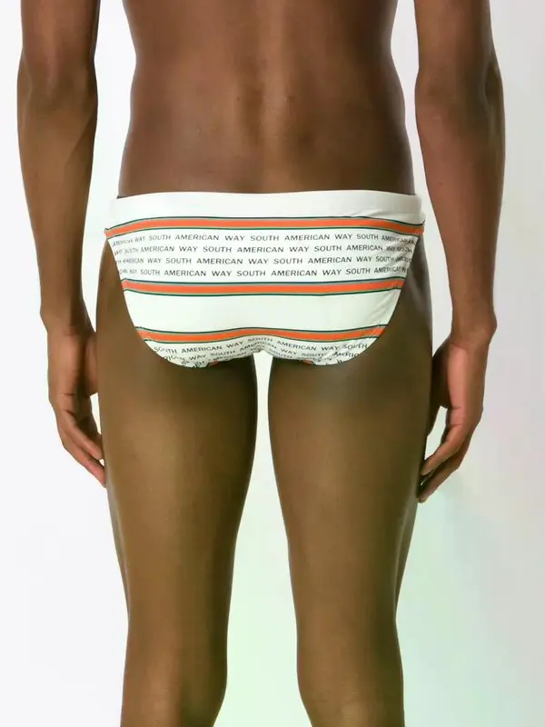 AMIR SLAMA Striped Slogan-print Swimming Trunks
