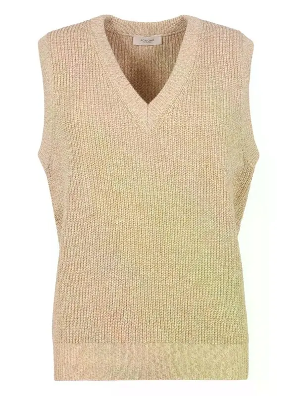 Agnona Sleeveless V-neck Sweater - Neutrals