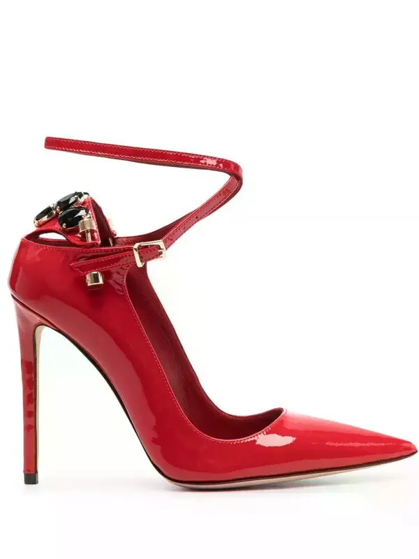 HARDOT 120mm Crystal-embellished Leather Pumps - Red