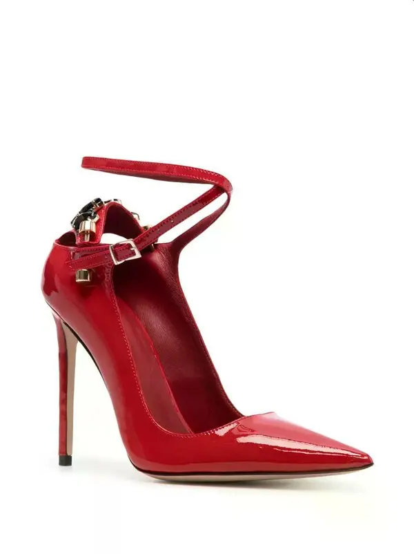 HARDOT 120mm Crystal-embellished Leather Pumps - Red