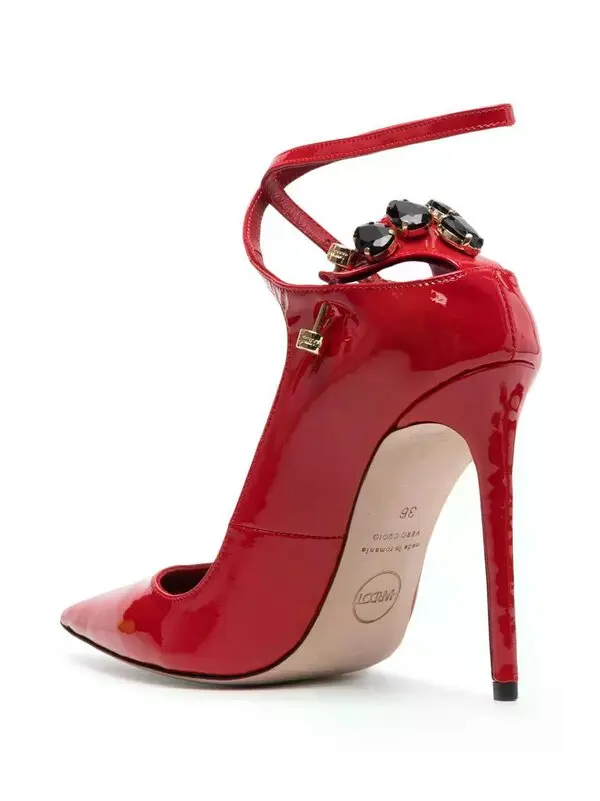 HARDOT 120mm Crystal-embellished Leather Pumps - Red