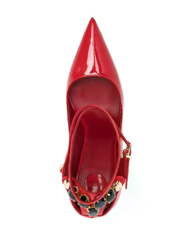 HARDOT 120mm Crystal-embellished Leather Pumps - Red
