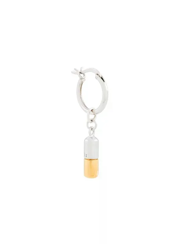 TRUE ROCKS Two-tone Pill Hoop Earring - Silver