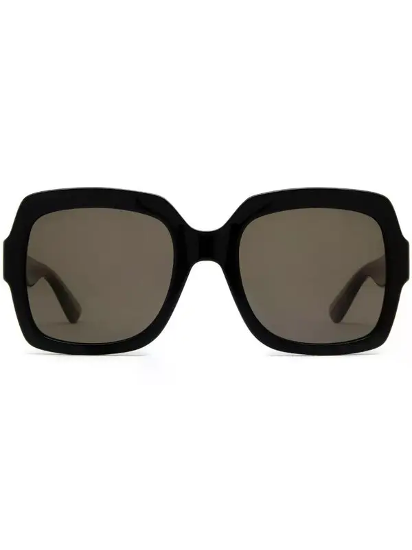 Gucci Web-stripe Square-frame Sunglasses - Black