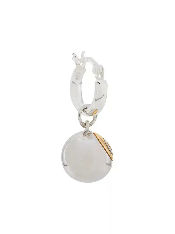 TRUE ROCKS Eight Ball Hoop Earring - Silver