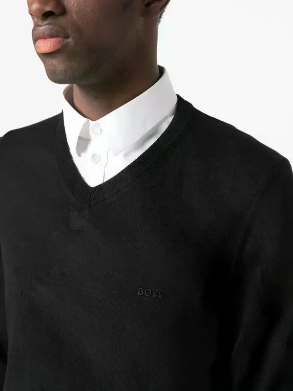 BOSS Embroidered-logo V-neck Jumper