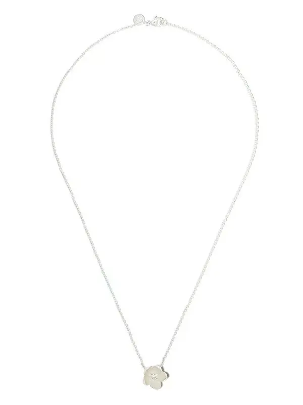 SHAUN LEANE Cherry Blossom Diamond And Enamel Pendant Necklace - Silver