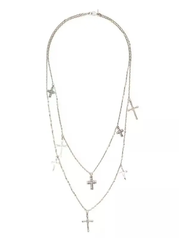 Emanuele Bicocchi Crosses Double Chain Necklace - Silver