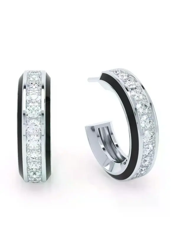 LOEV 14k White Gold 1.4 Ct. Diamond Eternity Hoop Earrings
