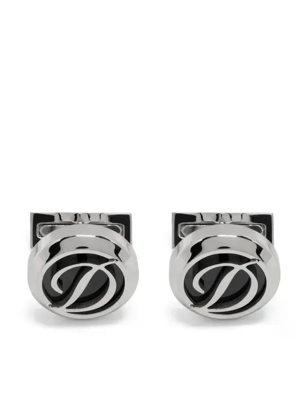 S.t. Dupont Logo-engraved Lacquered Cufflinks - Silver