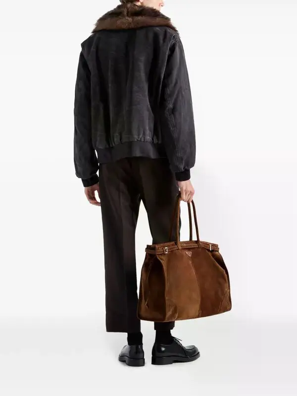 Prada Cotton Jacket With Shearling Collar