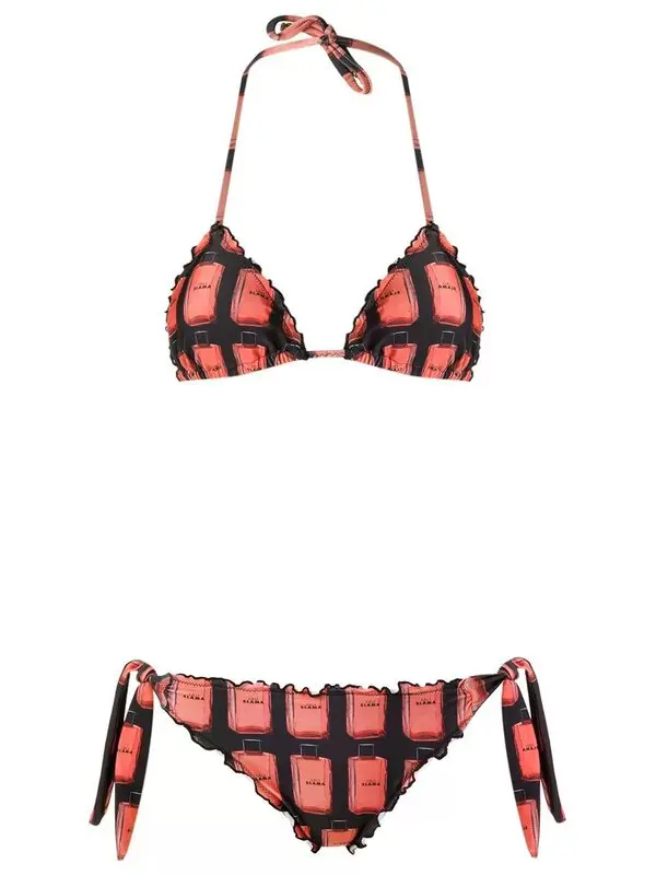 AMIR SLAMA Ruffled Triangle Bikini Set - Black