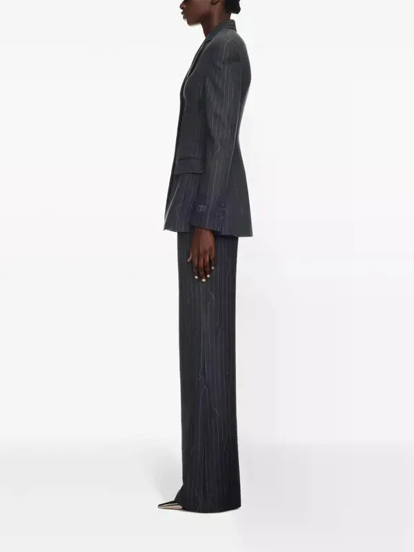 Off-White Pinstripe Virgin Wool Blend Trousers